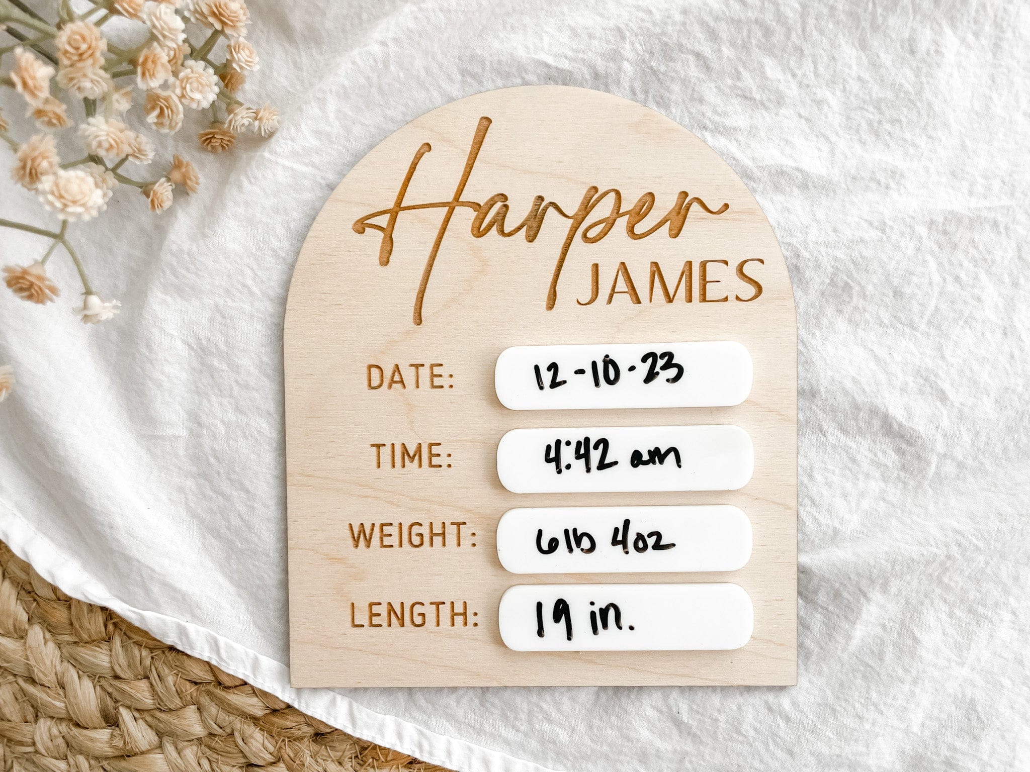 Personalized Baby Birth Announcement Sign | Charlie + Pine