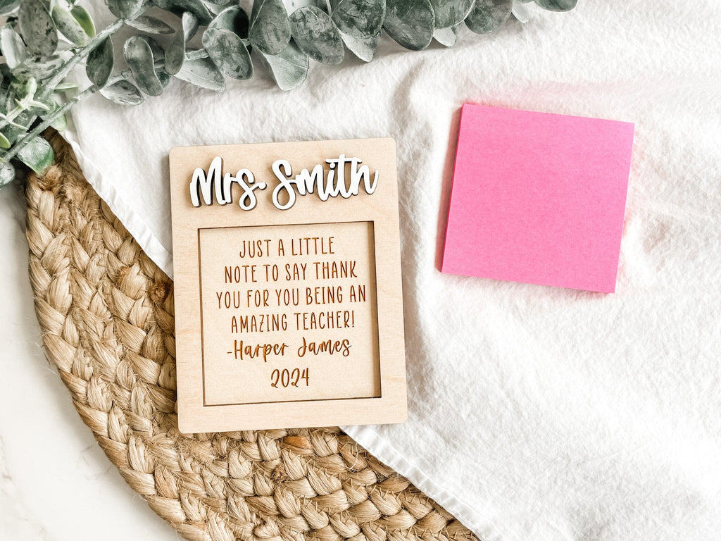 Personalized Teacher Sticky Note Holder – Thank You Teacher Gift ...