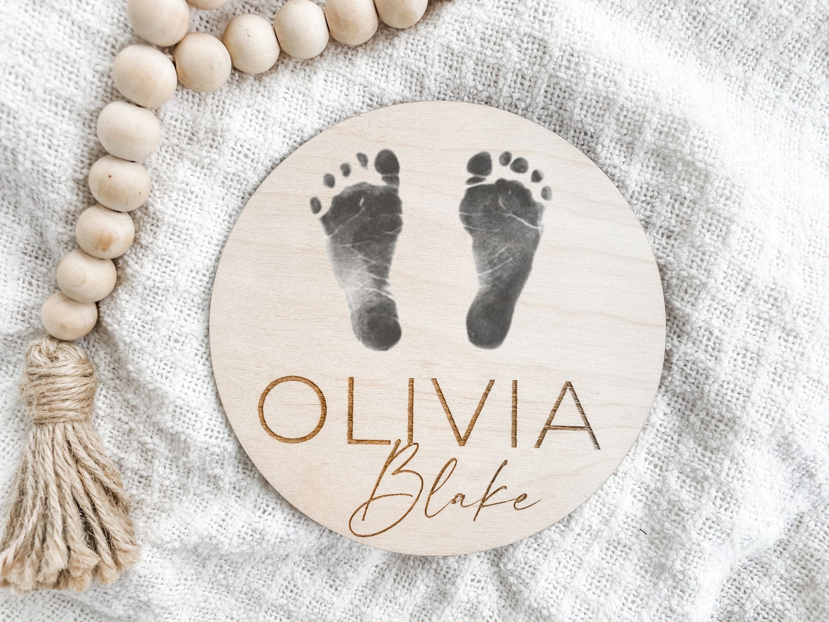 Newborn Footprint Birth Announcement Sign | Charlie + Pine